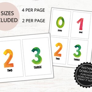 Number Flashcards, 123 Flash Cards, Educational Cards, Numbers Cards ...