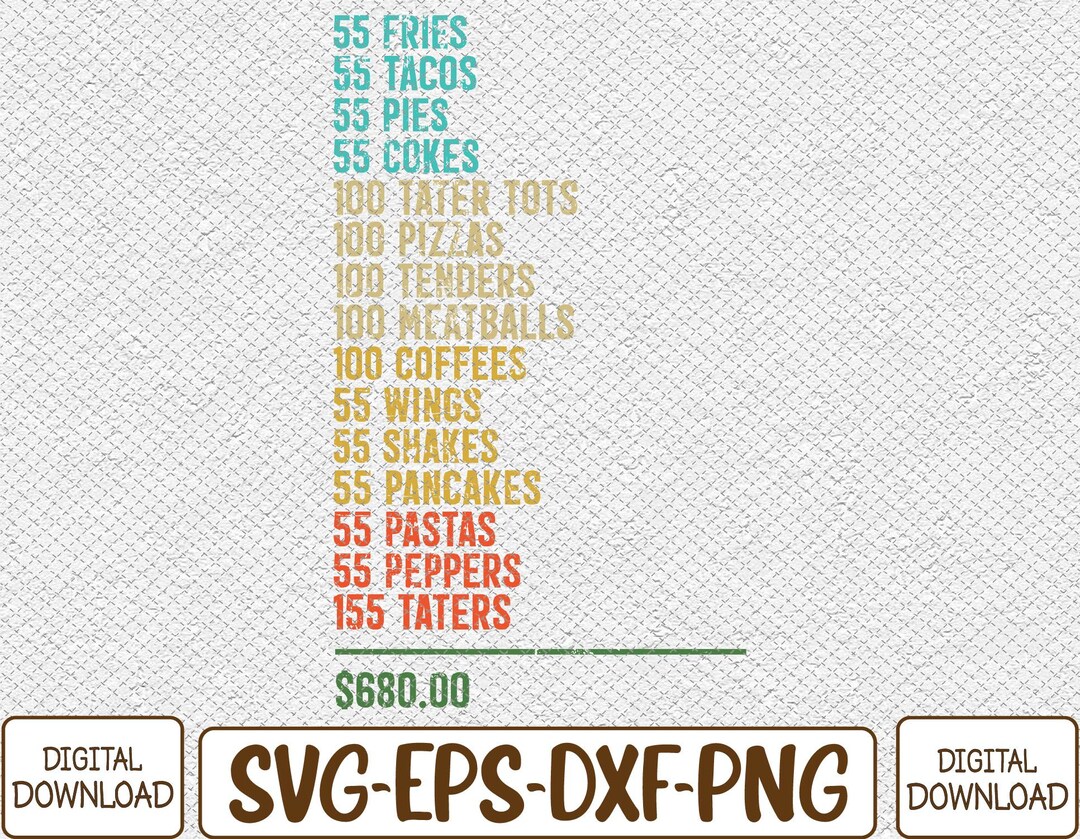 55 Burgers 55 Fries Retro Vintage Svg Eps Png Dxf Digital - Etsy