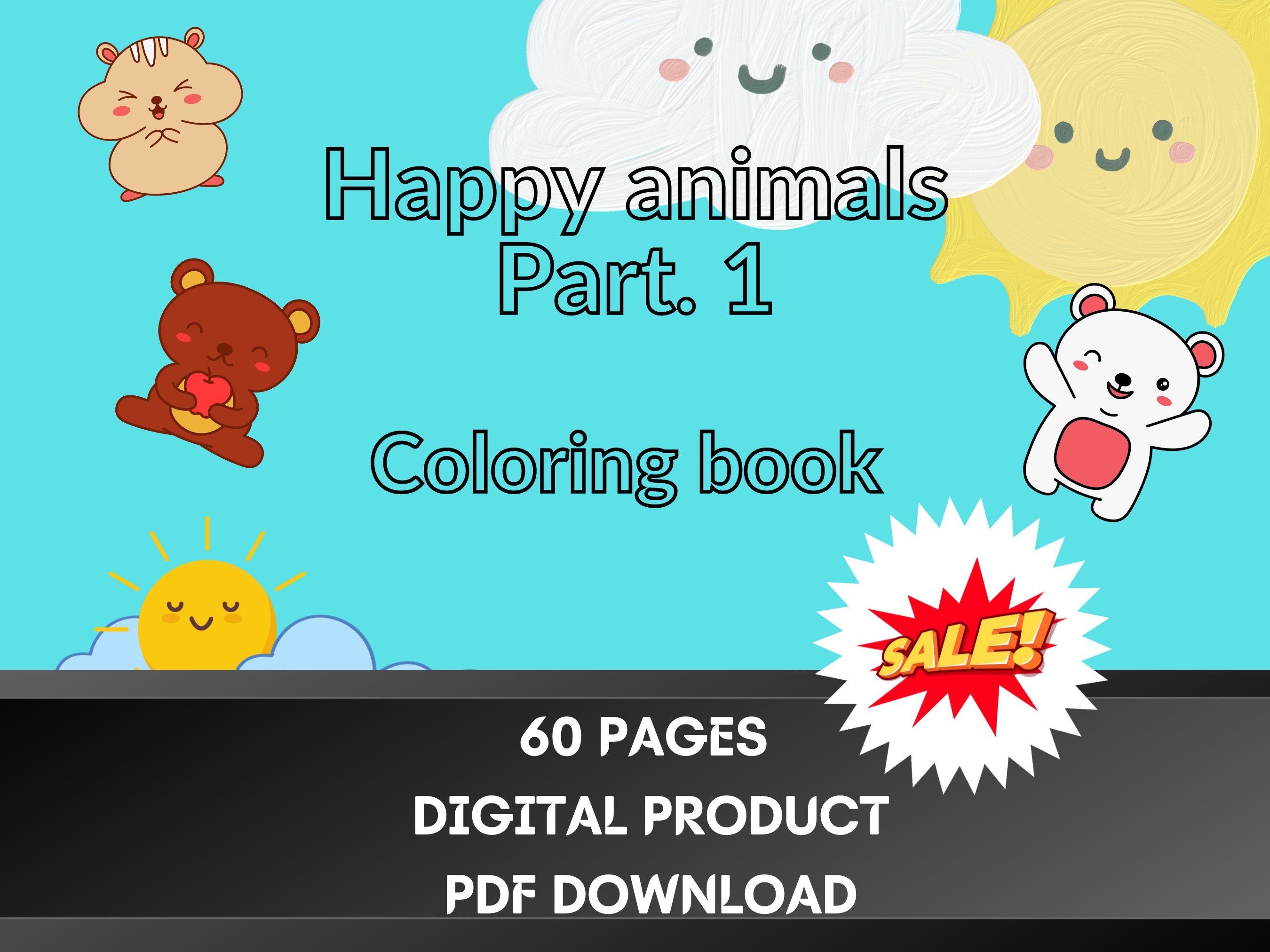 Coloring Pages: Funny Animals Part. 1 Coloring Book Kids - Etsy