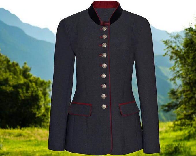 Velvet Puff Sleeve Dirndl Jacket, Oktoberfest Trachten Jacket ...