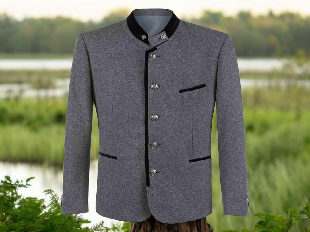 Men's Traditional Jacket, Exclusive Blazer in Grey-blue / Authentic ...