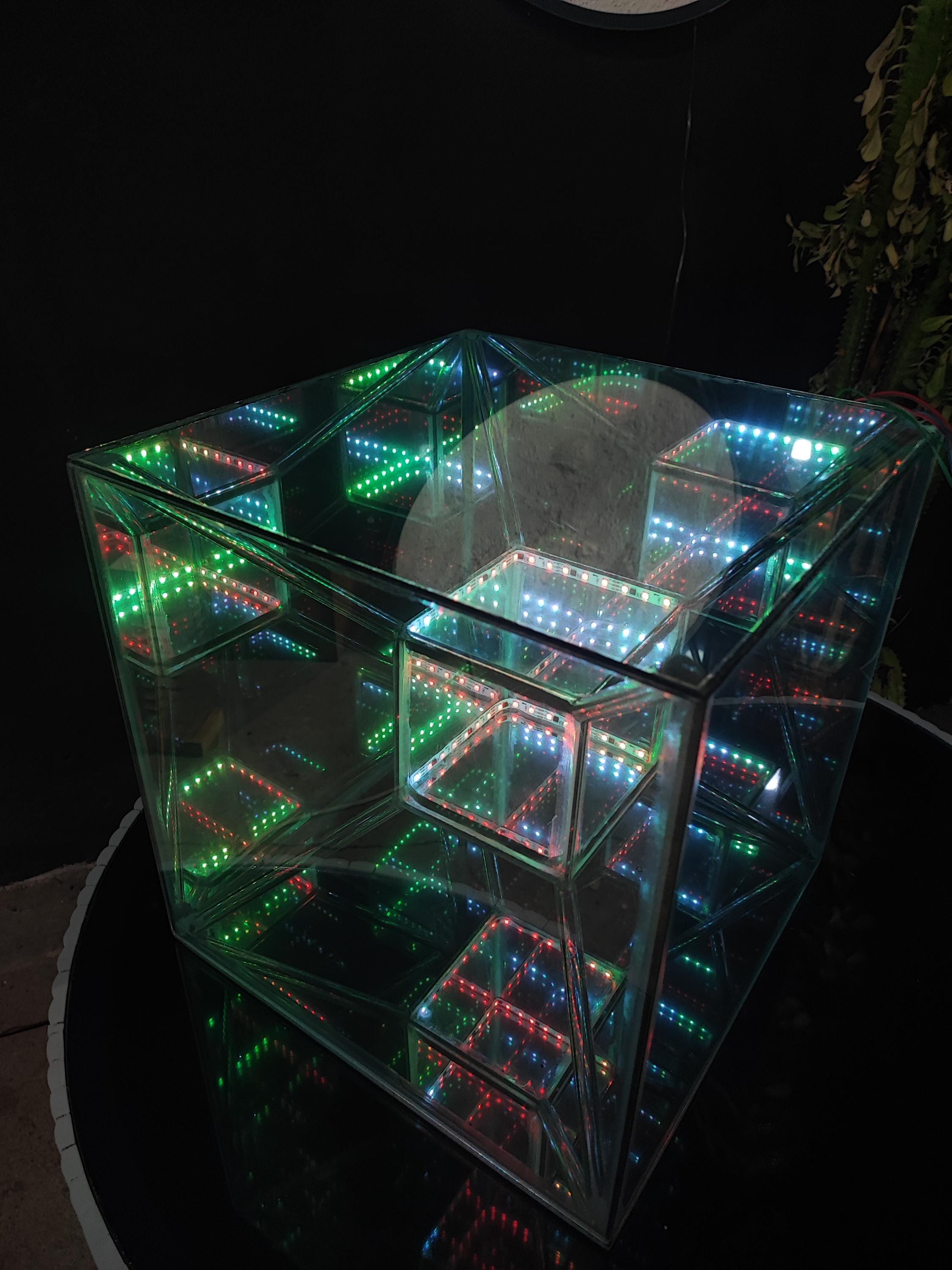 Hypercube Infinity Mirror | Geometric LED Infinity Mirror | 3D Light Effect Wall Decor | Modern ...