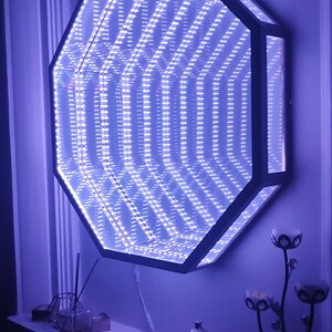 Infinity Mirror Octagon LED Wall Lamp, Geometric RGB Colour Changing ...