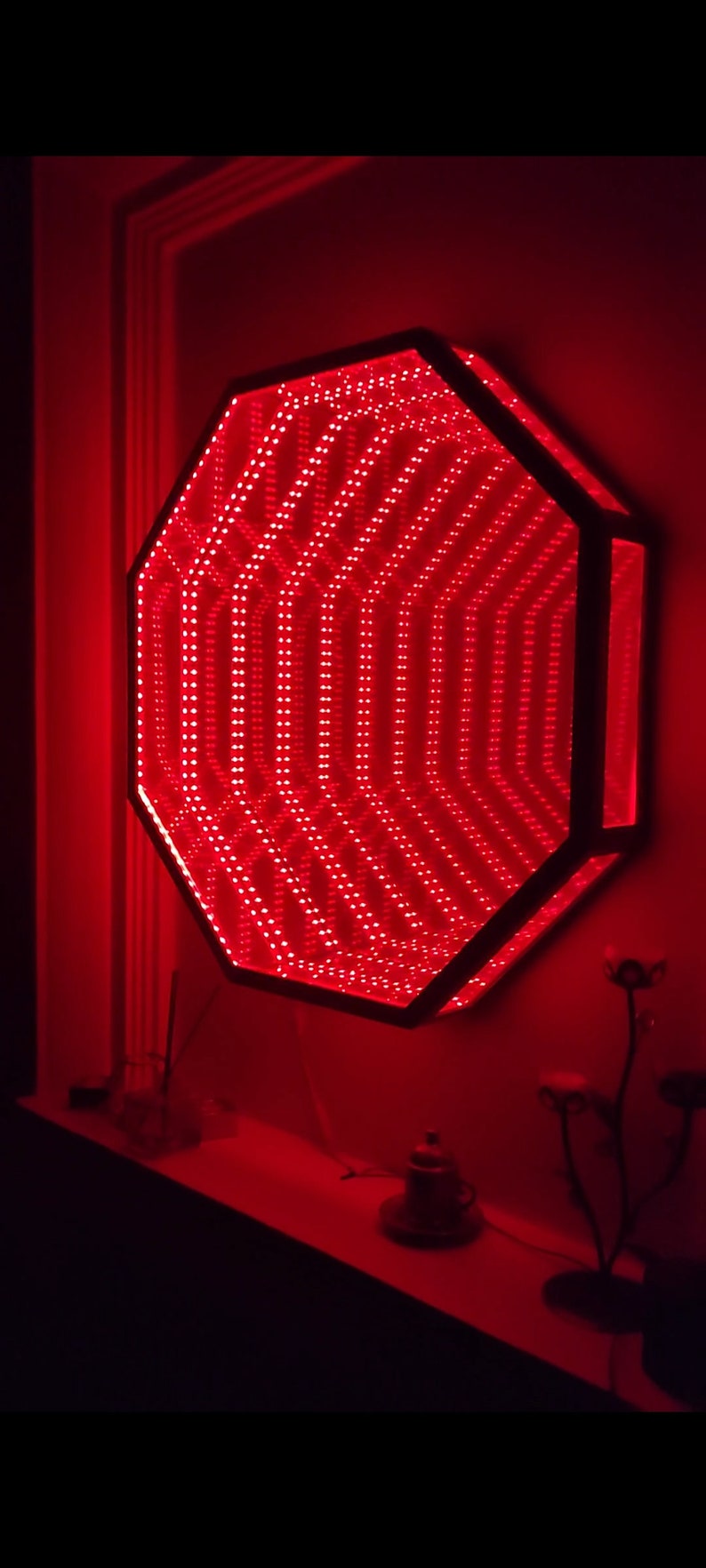 Infinity Mirror Octagon LED Wall Lamp, Geometric RGB Colour Changing ...