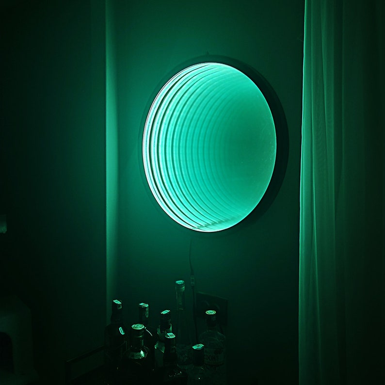 Infinity Mirror Round LED Wall Lamp Geometric RGB Colour - Etsy
