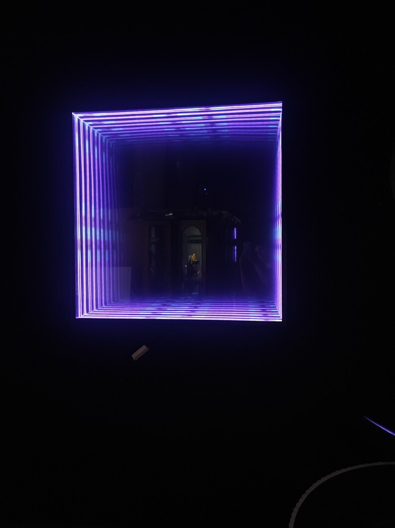 Infinity Mirror Square LED Wall Lamp, Animated RGB Colour Changing Wall ...