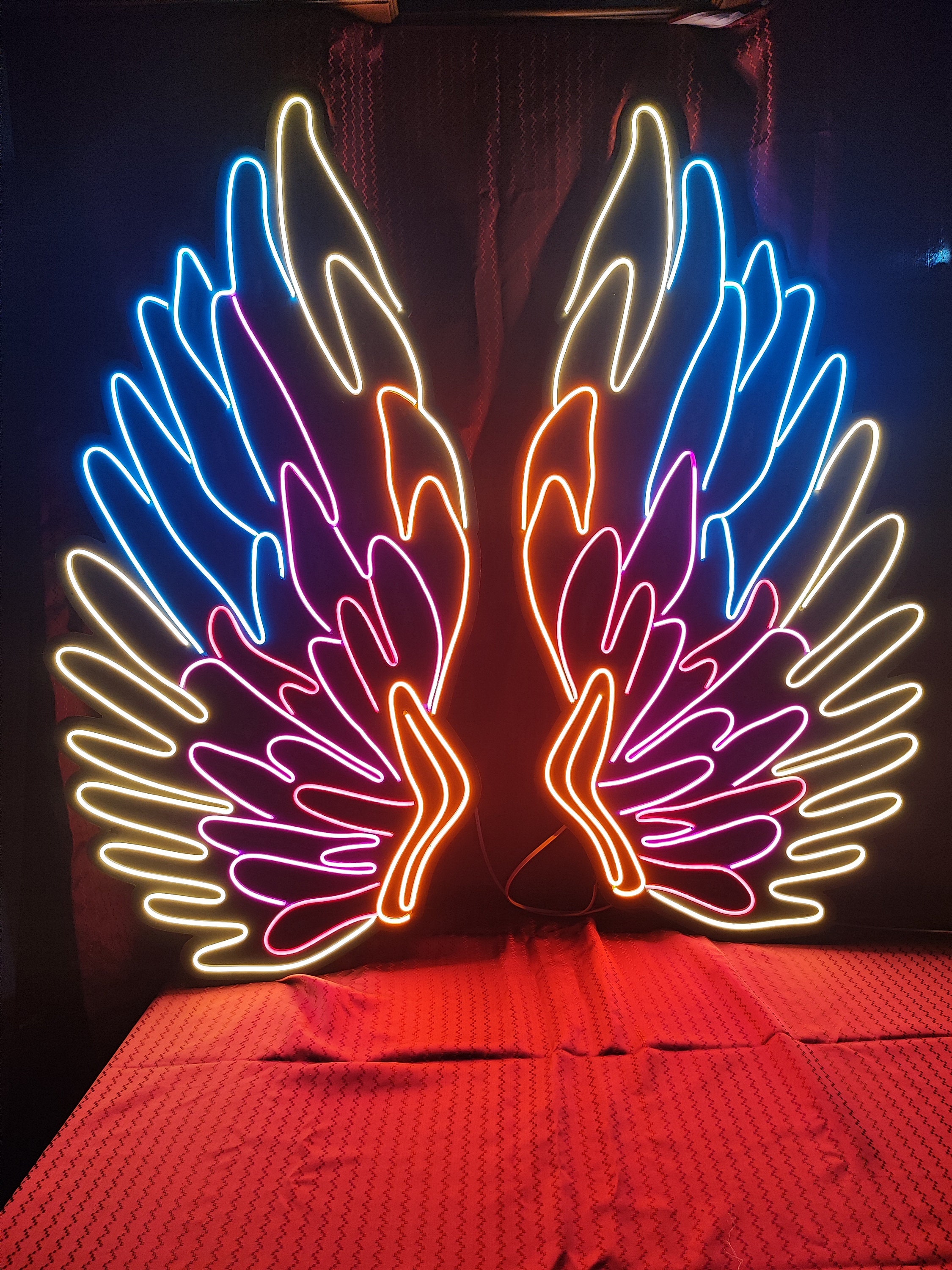 Neon Sign Wall Art Decor Neon Light Wall Art Angel Wing Room Neon Wall ...