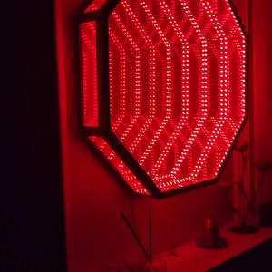 Infinity Mirror Octagon LED Wall Lamp, Geometric RGB Colour Changing ...