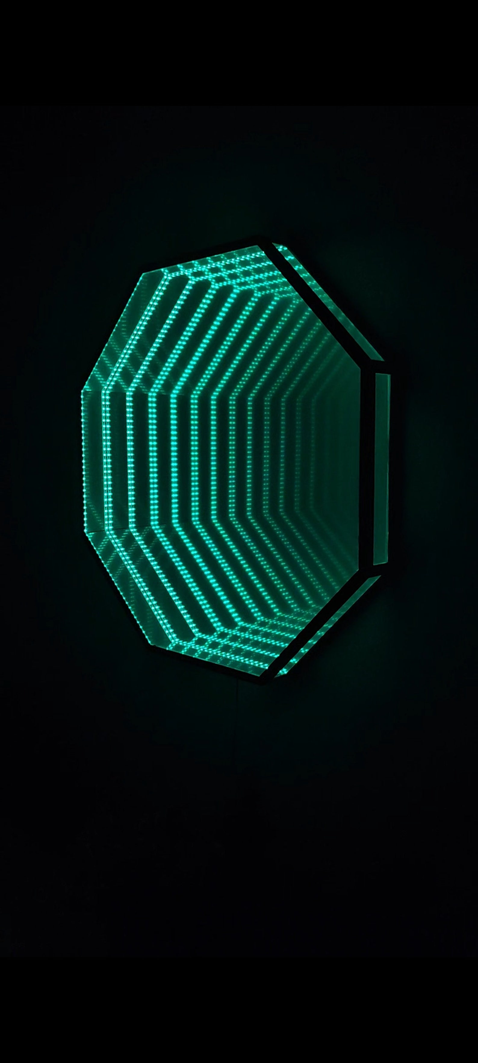 Infinity Mirror Octagon LED Wall Lamp, Geometric RGB Colour Changing ...