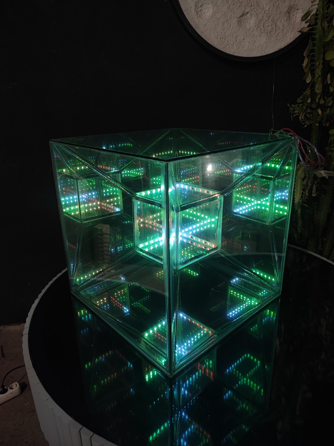 Hypercube Infinity Mirror | Geometric LED Infinity Mirror | 3D Light Effect Wall Decor | Modern ...