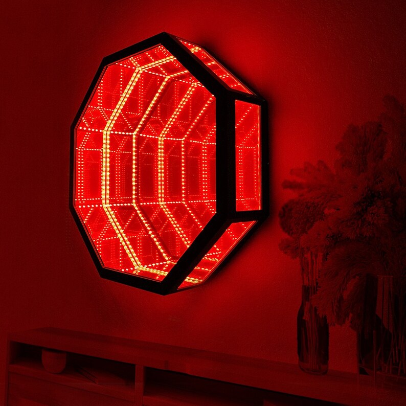 Infinity Mirror Octagon LED Wall Lamp Geometric RGB Colour - Etsy