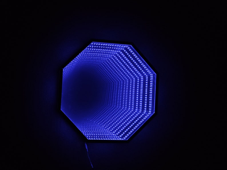 Infinity Mirror Octagon LED Wall Lamp, Geometric RGB Colour Changing ...