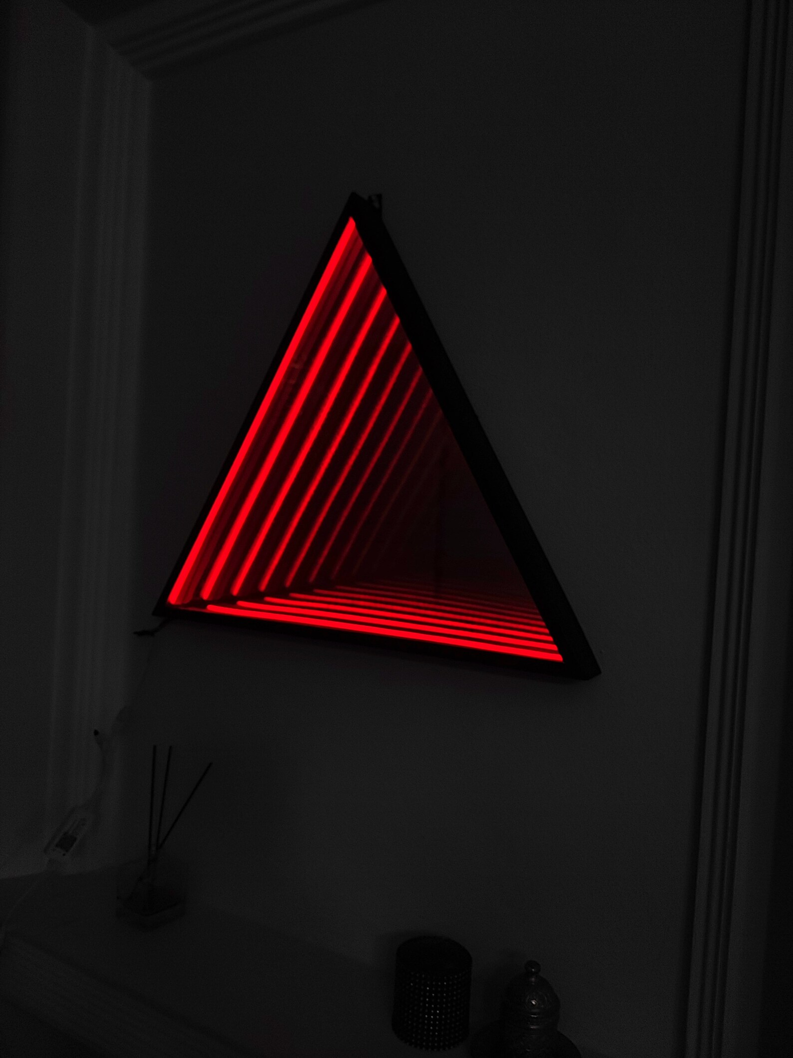 Infinity Mirror Triangle LED Wall Lamp, Geometric RGB Colour Changing ...