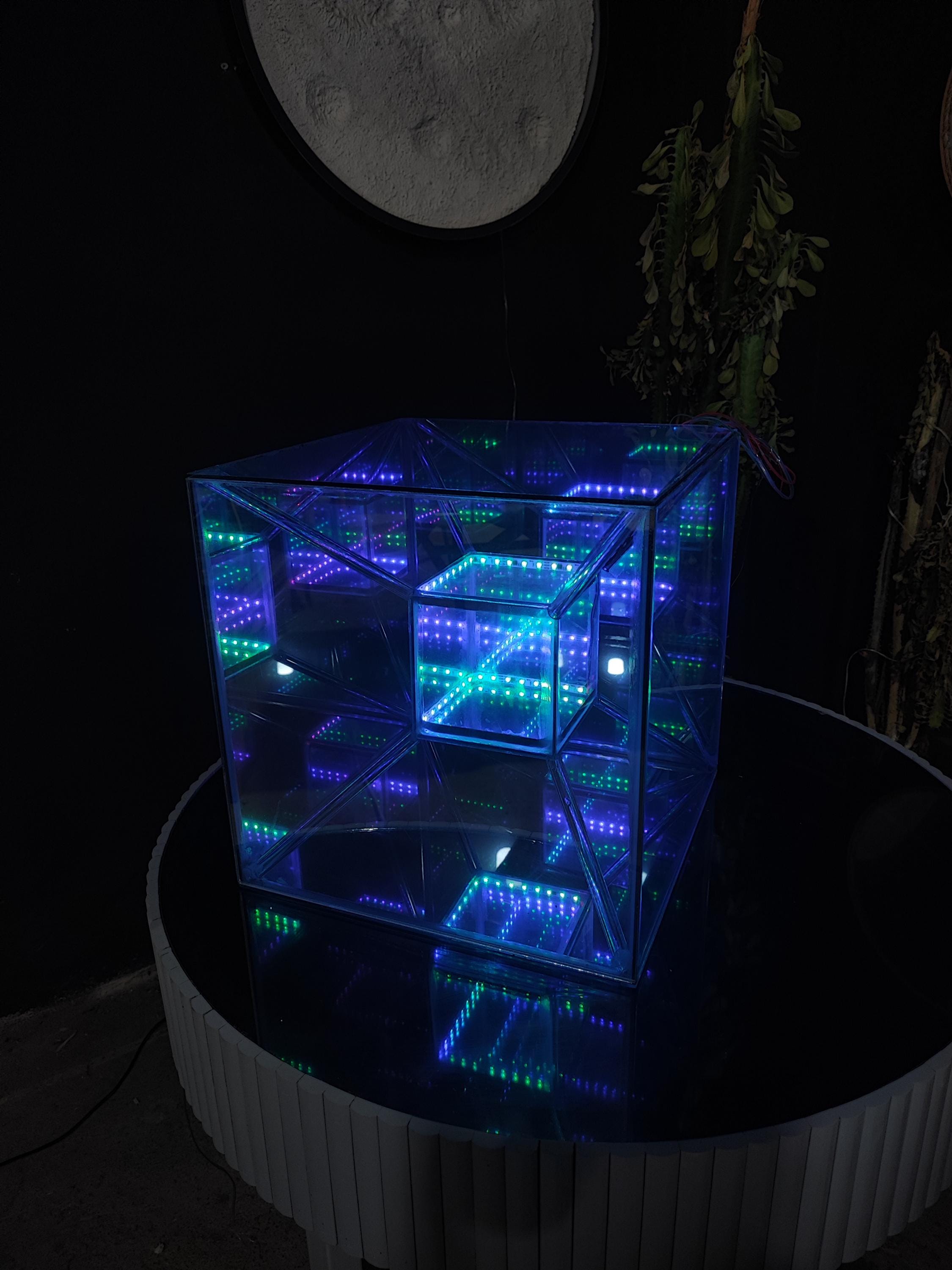 Hypercube Infinity Mirror | Geometric LED Infinity Mirror | 3D Light Effect Wall Decor | Modern ...