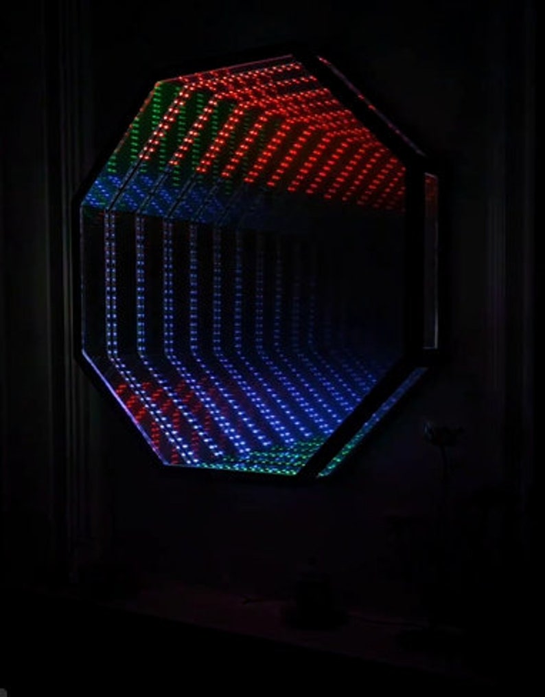 Infinity Mirror Octagon LED Wall Lamp, Animated RGB Colour Changing ...