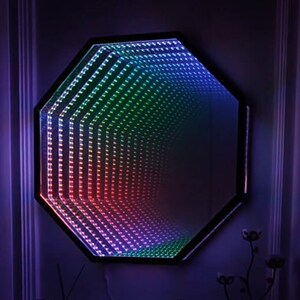 Infinity Mirror Octagon LED Wall Lamp, Animated RGB Colour Changing ...