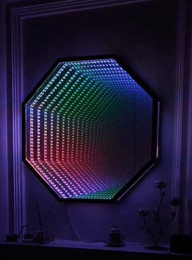 Infinity Mirror Octagon LED Wall Lamp, Animated RGB Colour Changing ...
