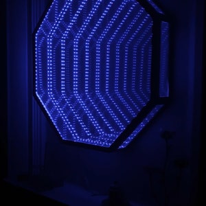 Infinity Mirror Octagon LED Wall Lamp, Geometric RGB Colour Changing ...