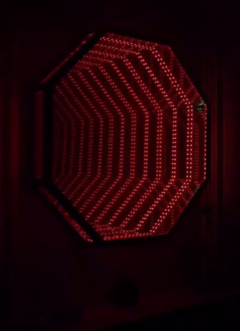 Infinity Mirror Octagon LED Wall Lamp, Animated RGB Colour Changing ...