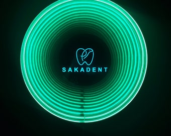 Infinity Mirror Round LED Wall Lamp, Geometric RGB Colour Changing Wall ...