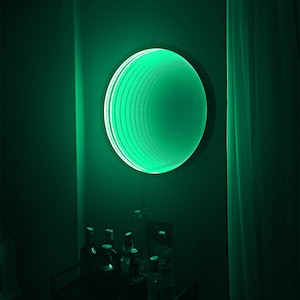 Infinity Mirror Round LED Wall Lamp, Geometric RGB Colour Changing Wall ...