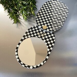 Retro Checkered Folding Mirror and Mini Slide Hair Comb Compact Set ...