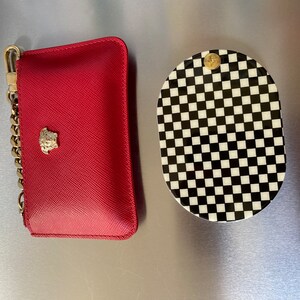 Retro Checkered Folding Mirror and Mini Slide Hair Comb Compact Set ...