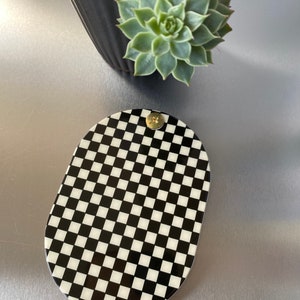 Retro Checkered Folding Mirror and Mini Slide Hair Comb Compact Set ...