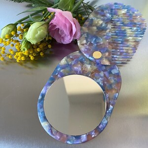 Colourful Folding Mirror Comb Set, Cute Mini Slide Compact Hair Comb ...