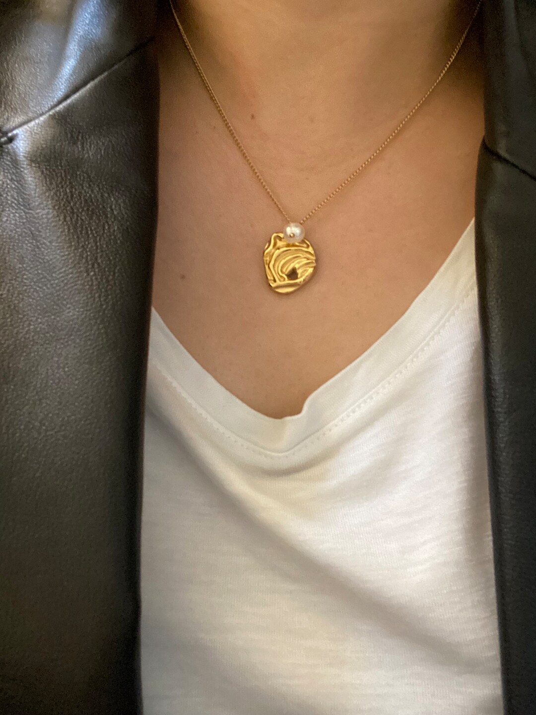 Ancient Greek Coin Pendant Pearl Necklace, Oval Coin Shape Pendant ...