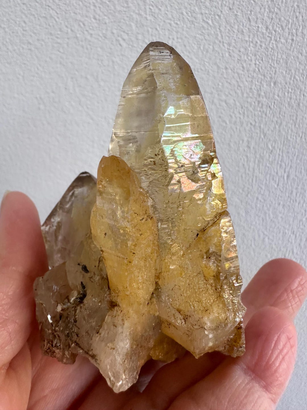 Golden Rainbow Skin Himalayan Quartz “twin Peaks” – Iridescent Double ...