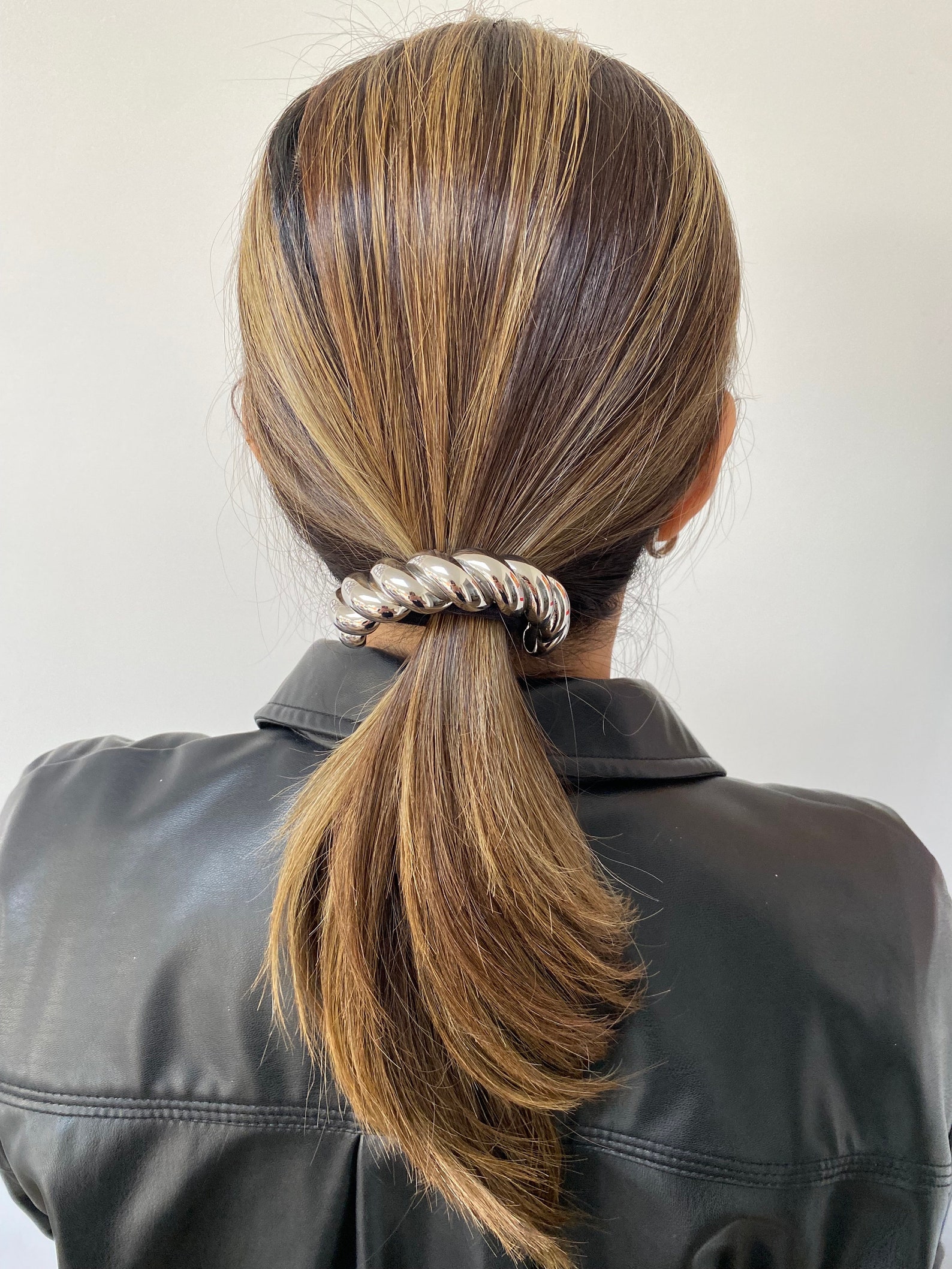 Gold Glossy Croissant Hair Cuff, Twisted Thick Metal Ponytail Holder ...
