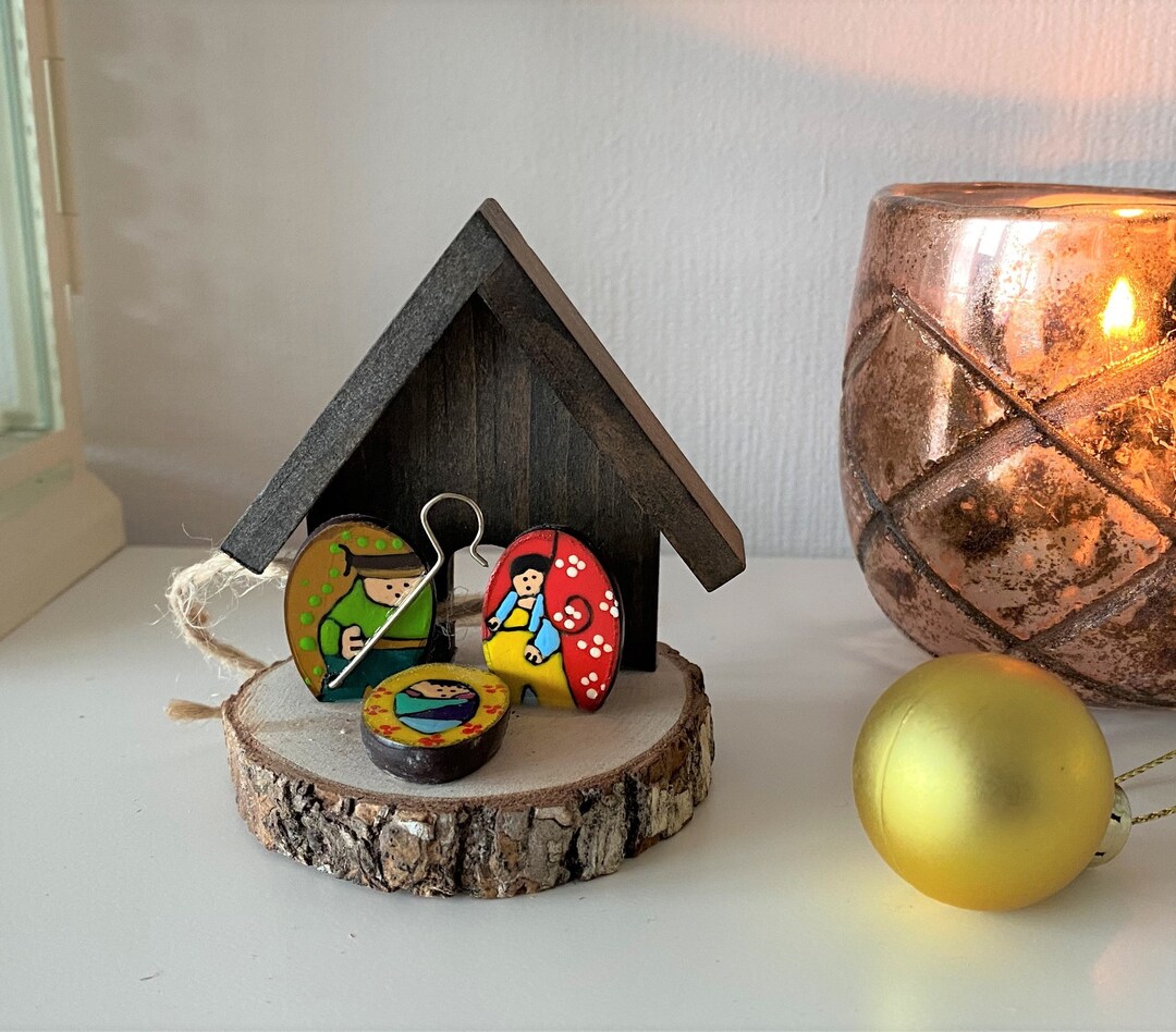 Mini Wooden Christmas Nativity Scene With Seeds (miniature) - Etsy