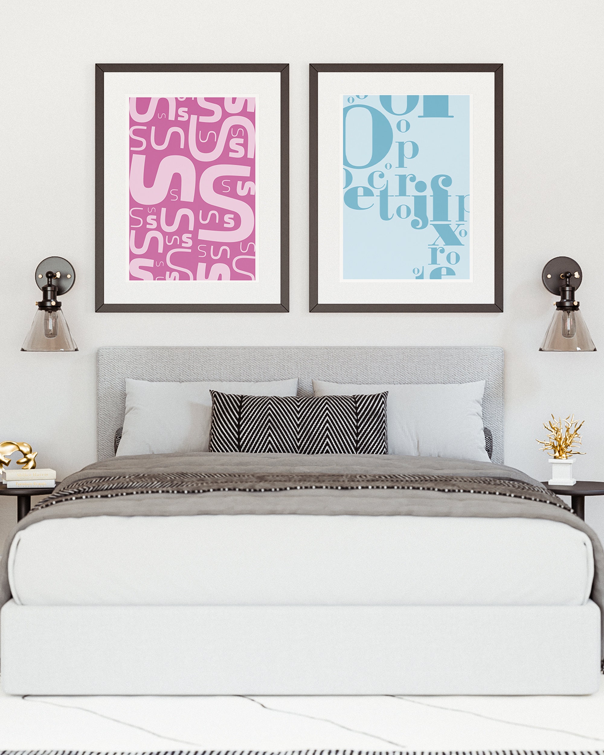 Typography Poster Pack of 12 Posters, 4 Patterns in 3 Colors TYPOGRAPHY ...