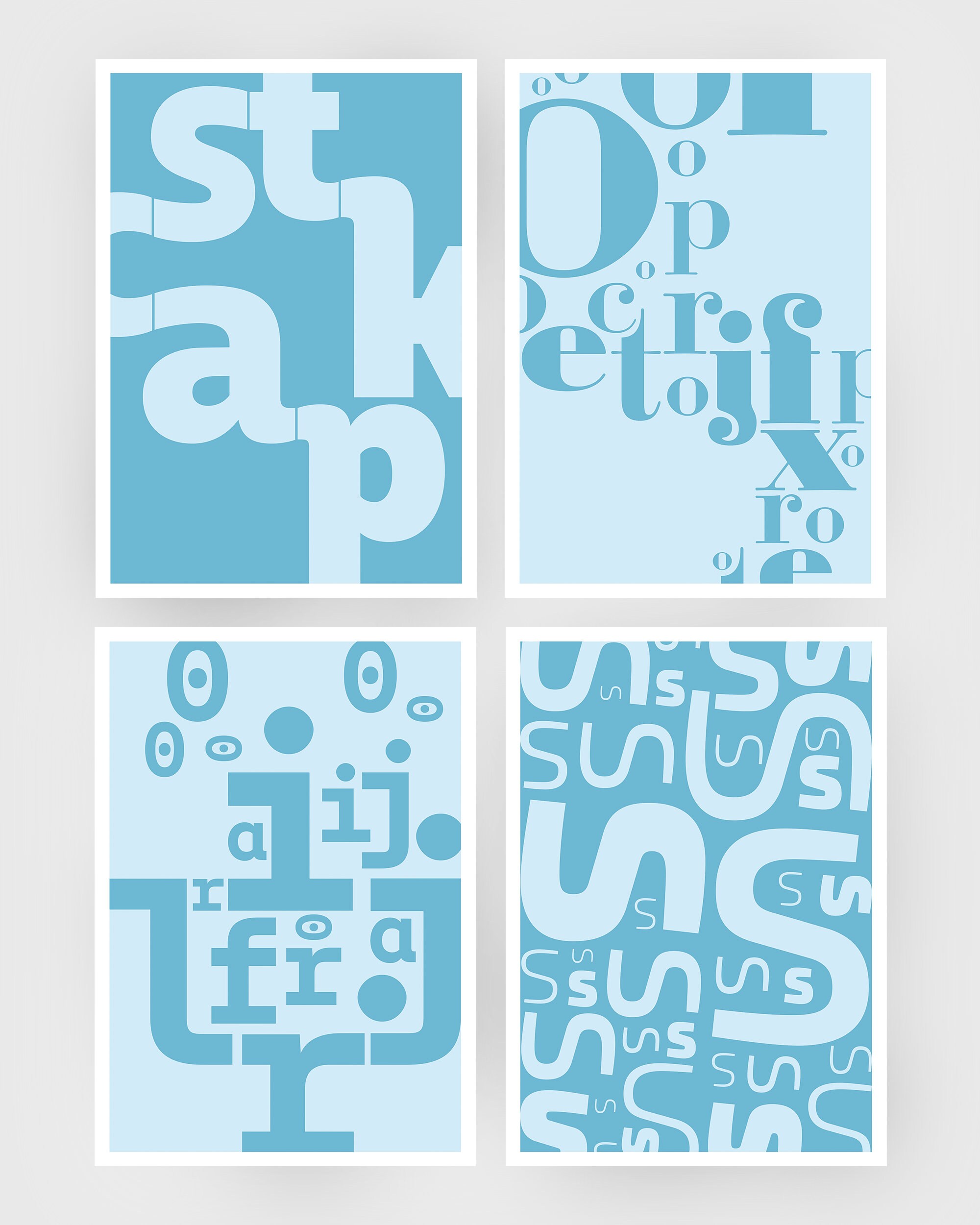 Typography Poster Pack of 12 Posters, 4 Patterns in 3 Colors TYPOGRAPHY ...