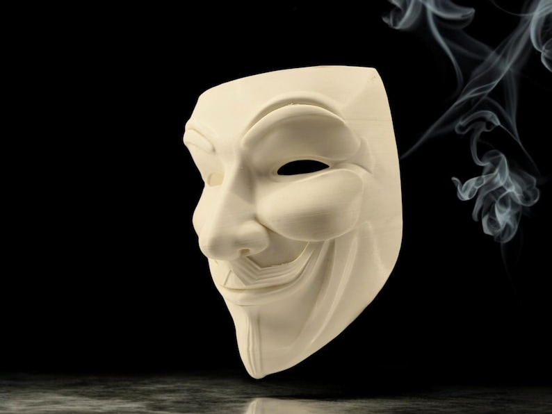 Anonymous Mask - 3D Printed Guy Fawkes White Mask for Protests, Cosplay ...
