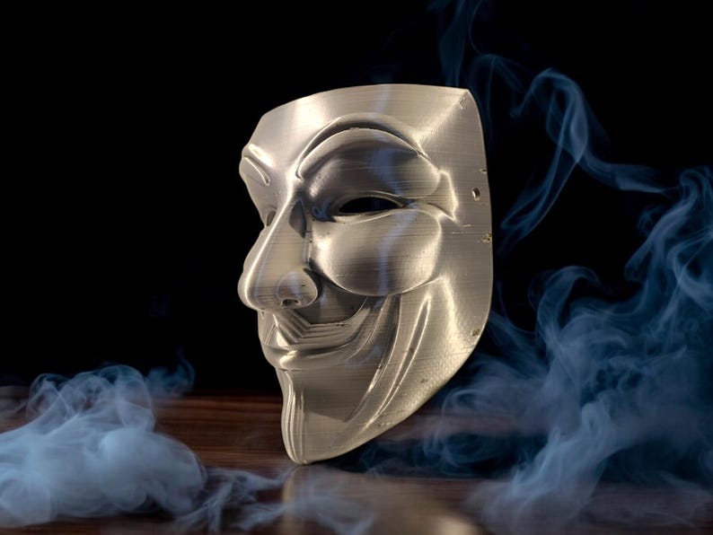 Anonymous Mask - 3D Printed Guy Fawkes Silver Mask for Protests ...