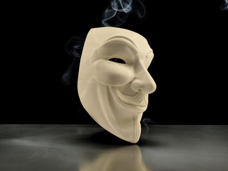 Anonymous Mask - 3D Printed Guy Fawkes White Mask for Protests, Cosplay ...