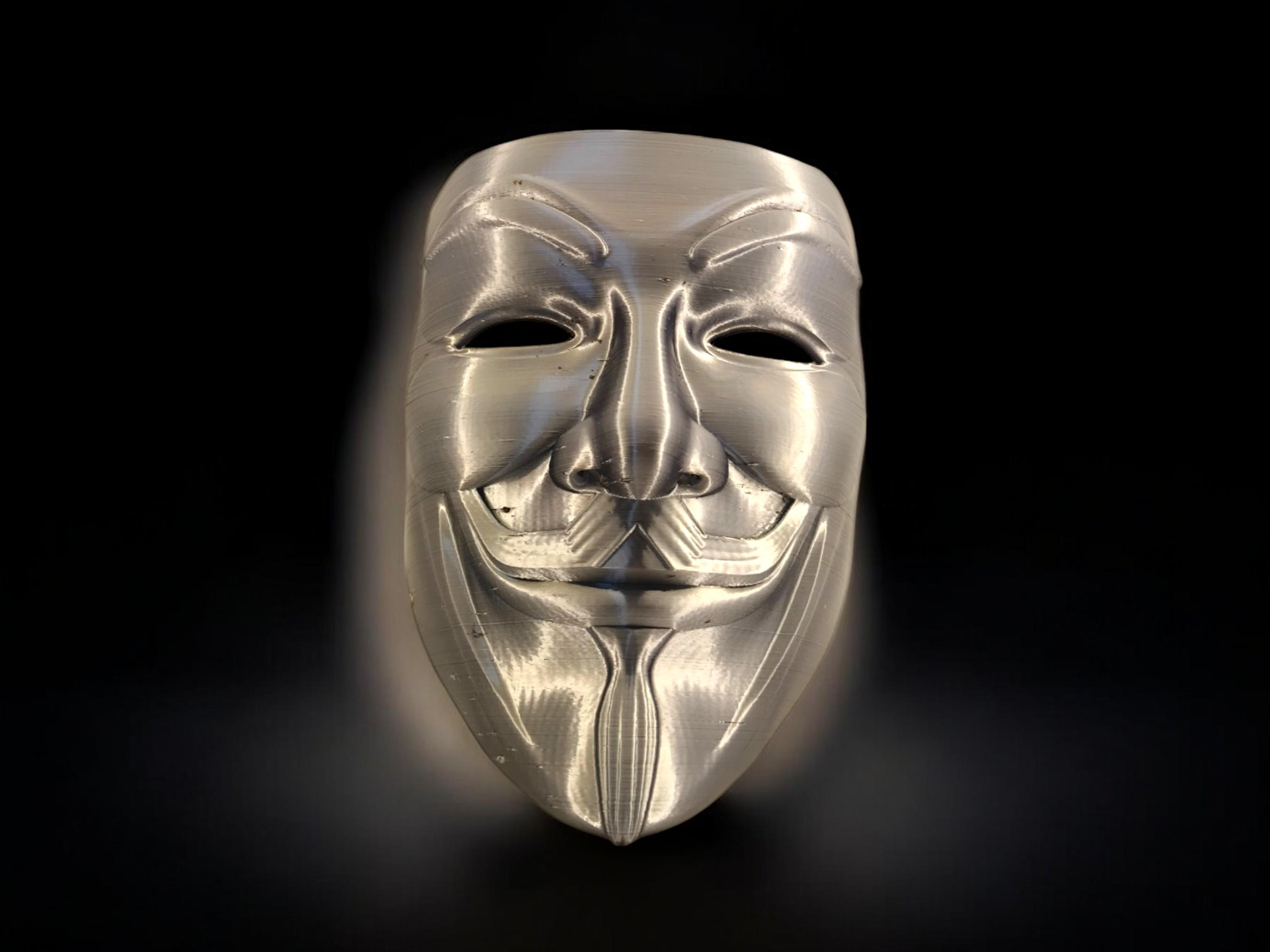 Anonymous Mask - 3D Printed Guy Fawkes Silver Mask for Protests ...