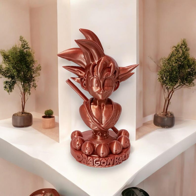 3D Printed Goku Statue: Copper Dragon Ball Z Collectible - Etsy