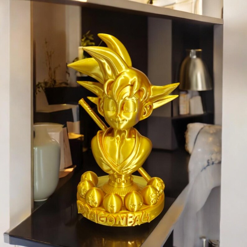 3D Printed Goku Statue: Gold Edition Anime Collectible - Etsy Australia