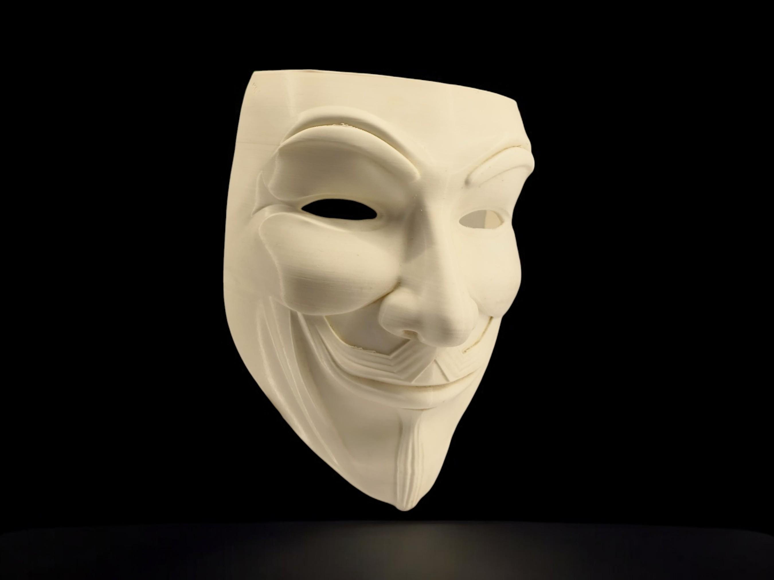 Anonymous Mask - 3D Printed Guy Fawkes White Mask for Protests, Cosplay ...