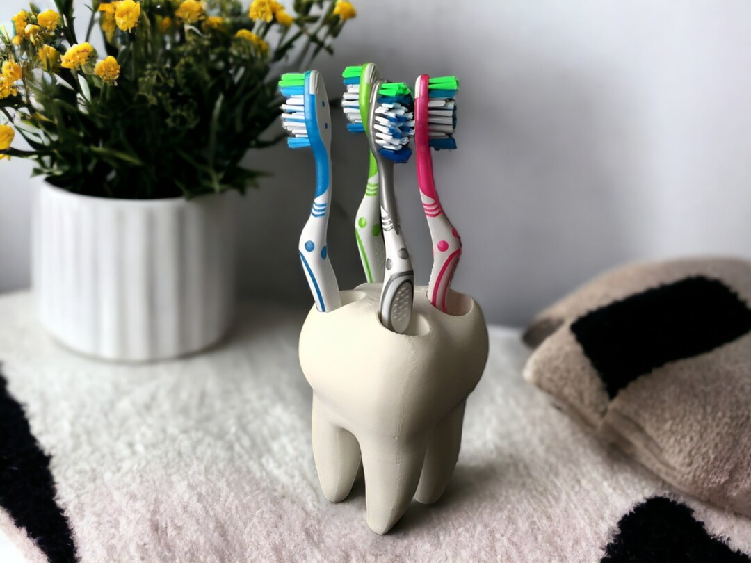 Teeth Toothbrush Stand - 3D Printed Funny Bathroom Organizer for ...