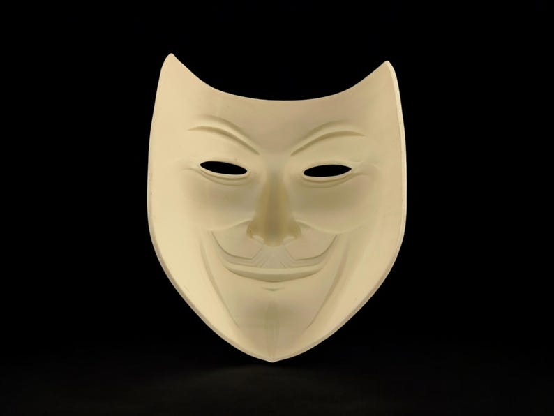 Anonymous Mask - 3D Printed Guy Fawkes White Mask for Protests, Cosplay ...
