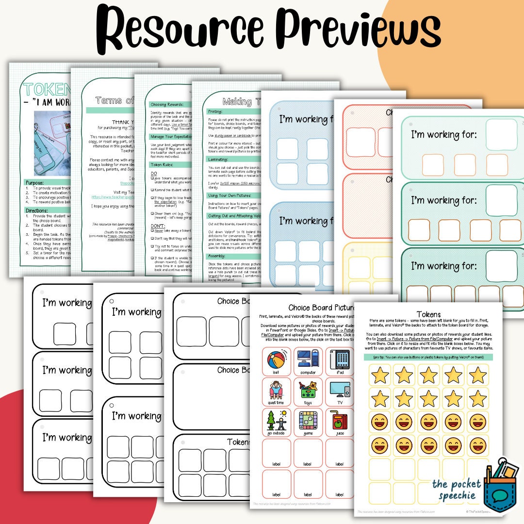 Reward Chart Token "i Am Working For" PRINTABLE Boards, Task Cards ...