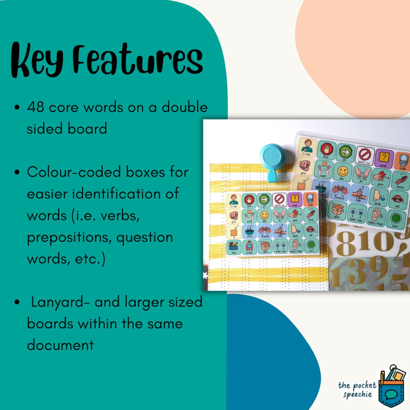 Mini Communication AAC Board for Basic Needs Kids, Lanyard/pocket Size ...