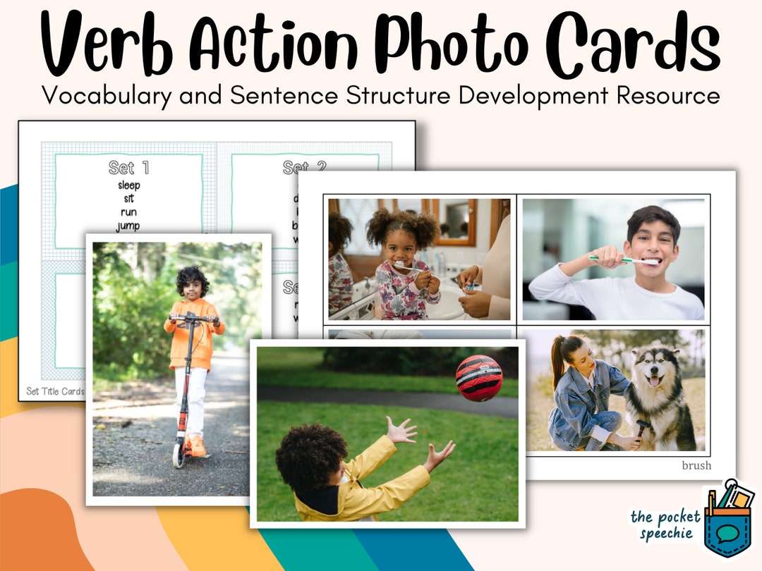 112 Verb Flash Cards Real Photo Pictures Kids Educational Special ...