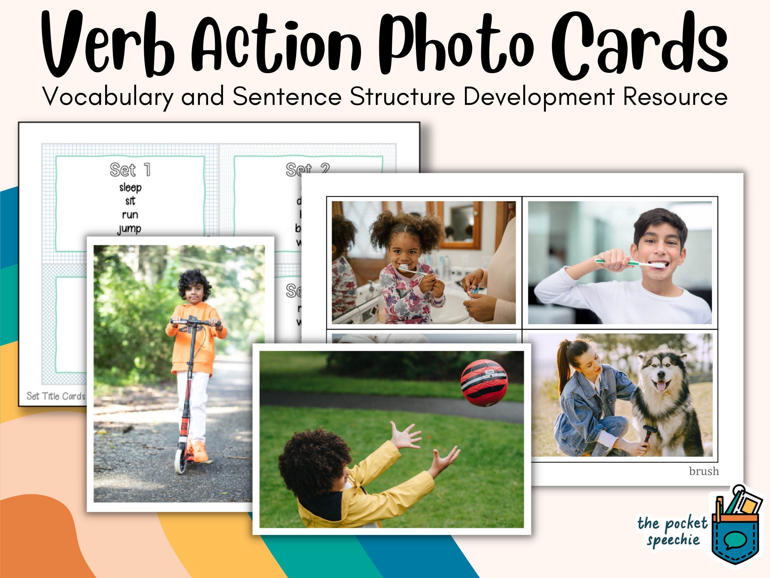112 Verb Flash Cards Real Photo Pictures Kids Educational Special ...