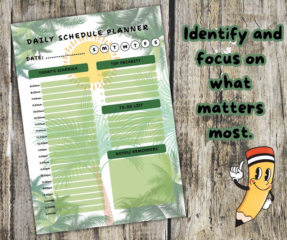 Printable Daily Scheduler Instant Download to Print at Home - Etsy