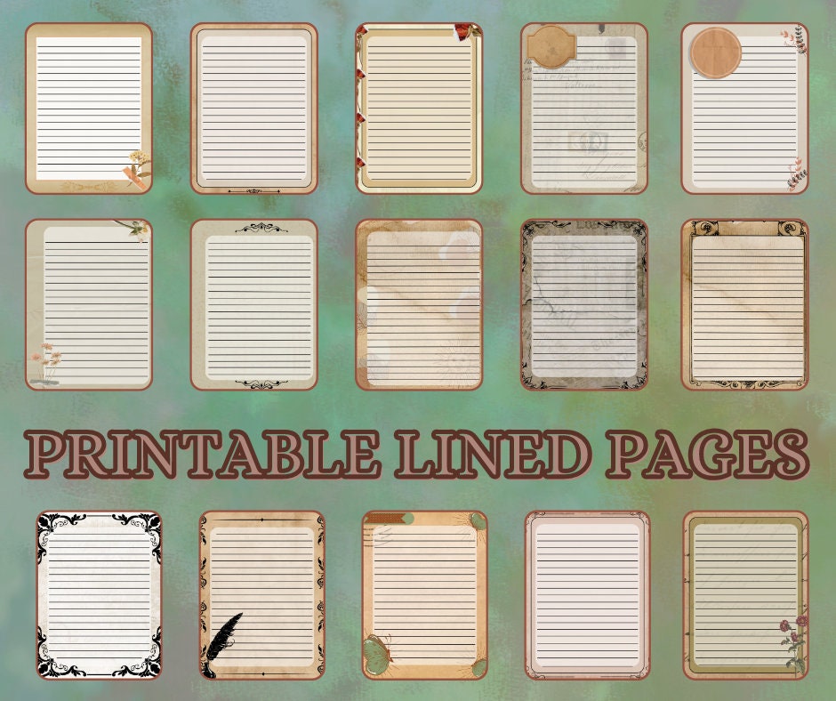 15 LINED PAGES Printable Line Journal Pages Vintage Look - Etsy
